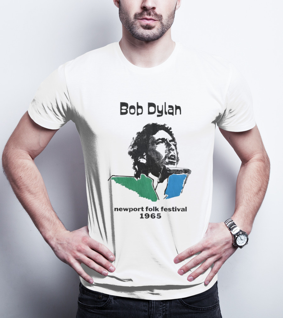 Bob Dylan Newport Folk Festival 1965 Iconic Black Green Blue T-Shirt