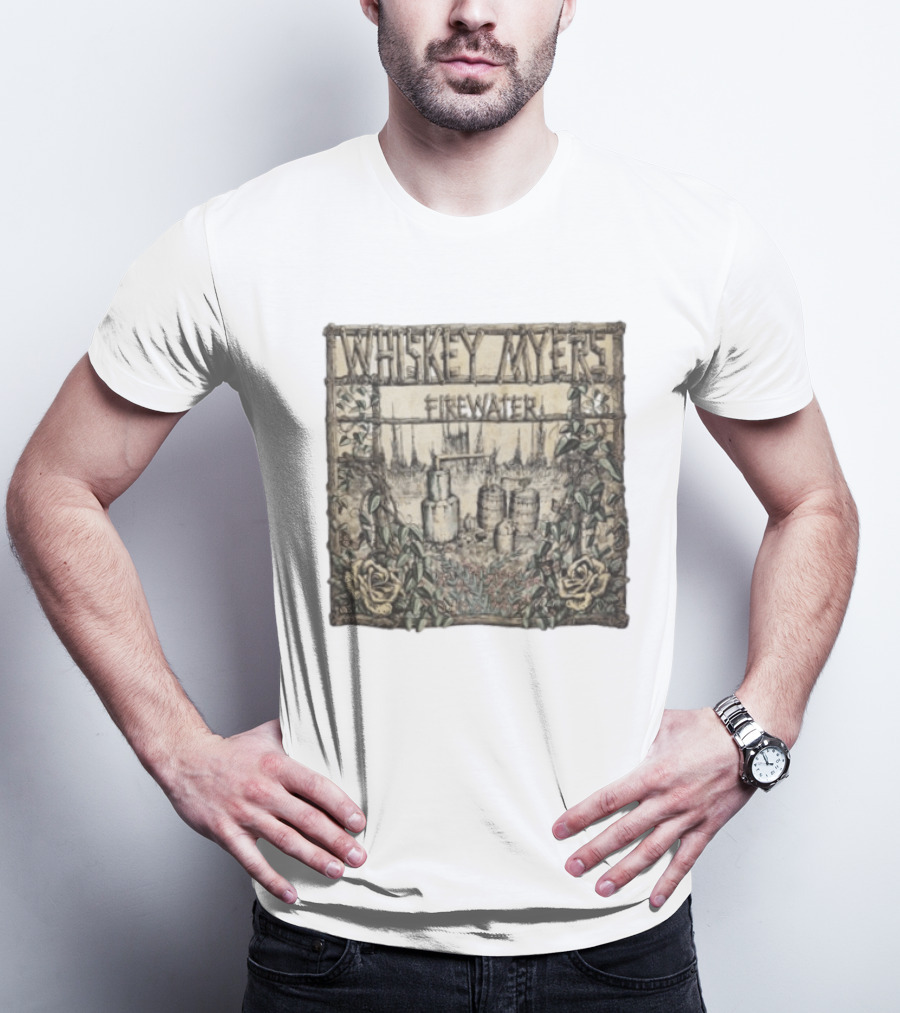 Whiskey Myers Firewater Distillery Artwork With Roses And Vines T-Shirt
