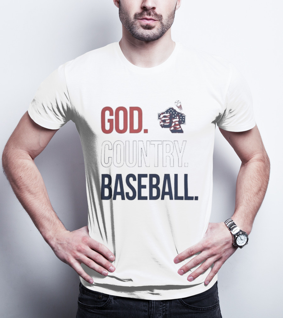 San Antonio Missions God Country Baseball USA Flag Patriotic Grey T-Shirt