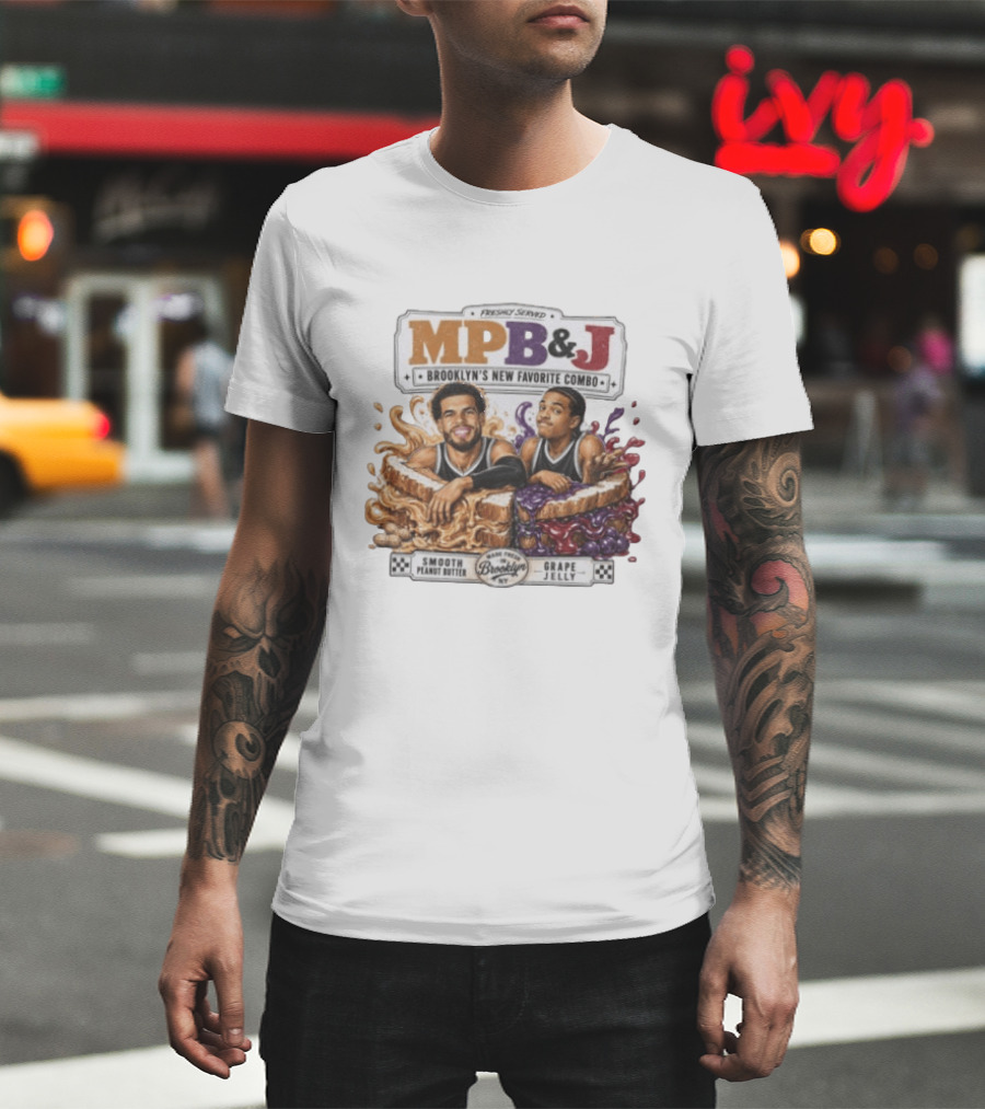 Freshly Served MPB & J Brooklyn's New Favorite Combo Smooth Peanut Butter Grape Jelly T-Shirt
