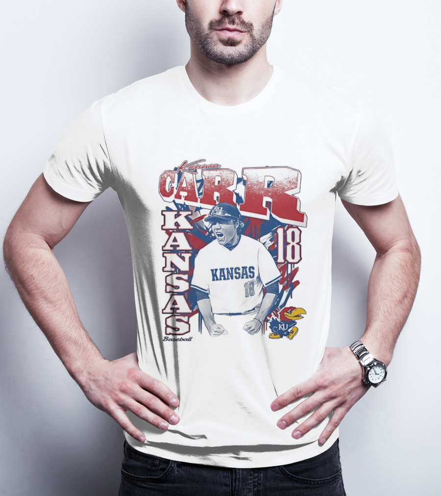 Kansas Jayhawks Kanon Carr 18 Baseball KU Team Fan Gear T-Shirt