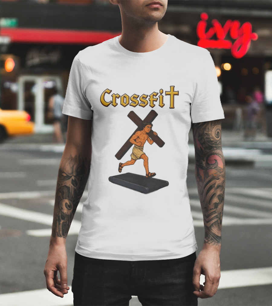 CrossFit Jesus Treadmill Religious Workout T-Shirt
