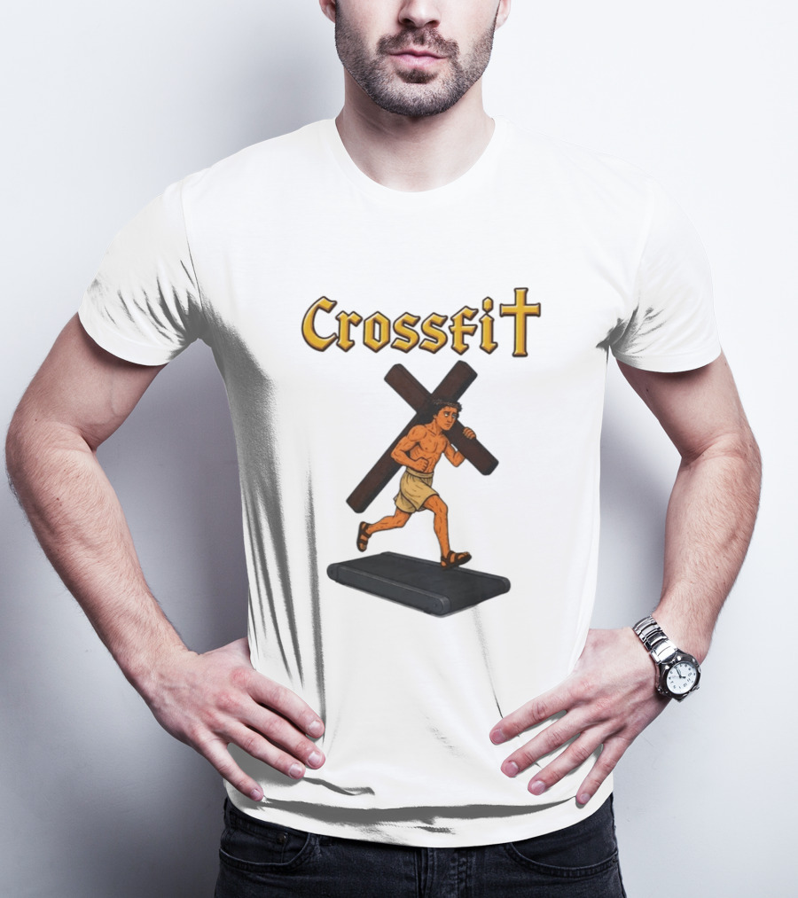 CrossFit Jesus Treadmill Religious Workout T-Shirt