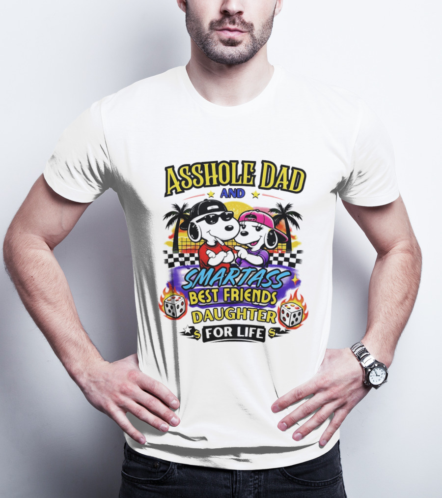 Asshole Dad And Smartass Best Friends Daughter For Life Vintage Sunset T-Shirt