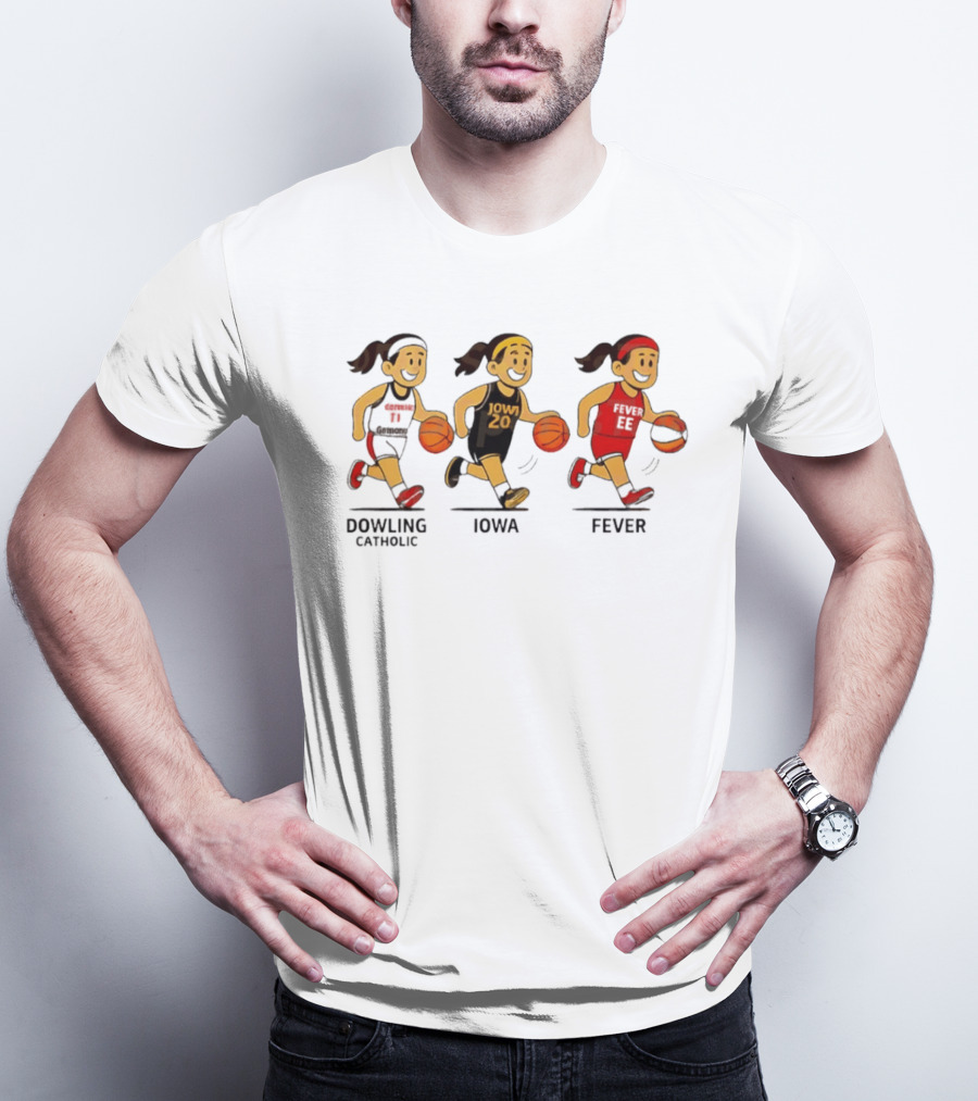Dowling Catholic Iowa Fever Basketball Players Running With Basketballs T-Shirt