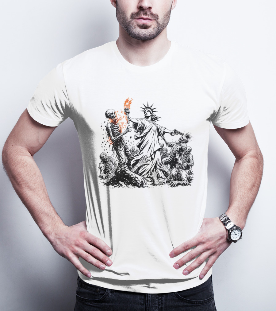 Liberty Or Death Zombie Apocalypse Undead Statue Of Liberty Torch T-Shirt