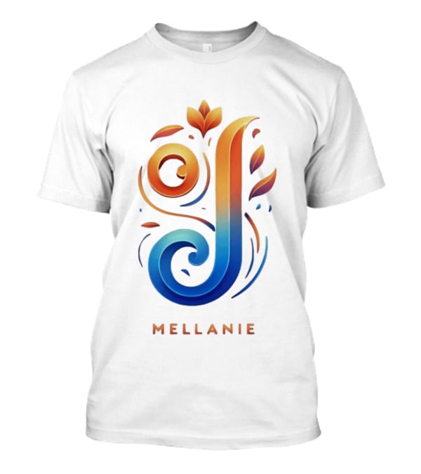 Mellanie Decorative Letter J Floral Gradient T-Shirt