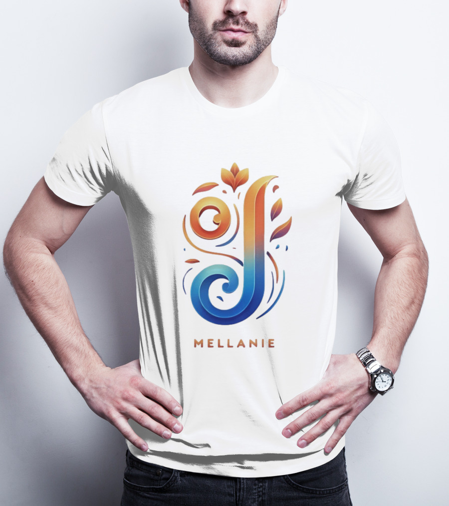 Mellanie Decorative Letter J Floral Gradient T-Shirt
