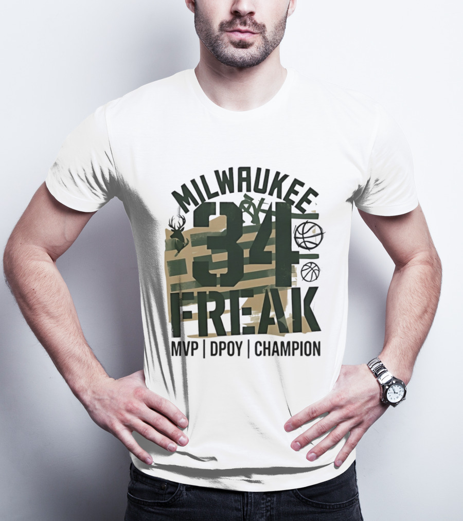 Milwaukee 34 Freak MVP DPOY Champion Giannis Antetokounmpo Basketball T-Shirt