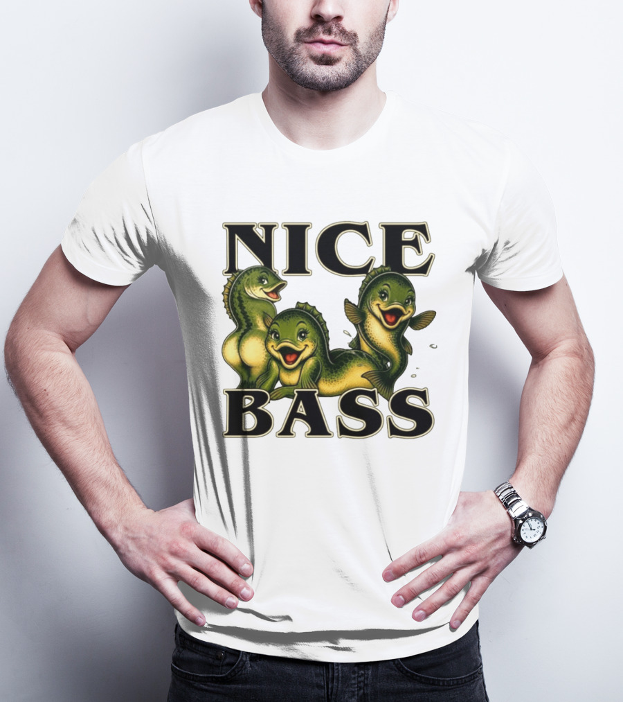 Nice Bass Fishing Pun Angler Humor Trio Fish T-Shirt