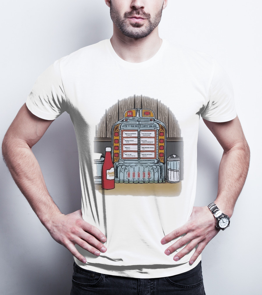 Hardy Jukebox Favorite Country Songs Vintage Scene T-Shirt