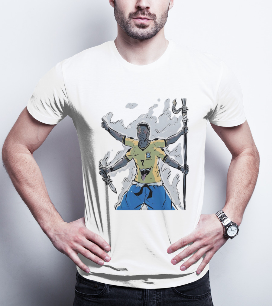 Vini Jr. Brazil Ryomen Sukuna Crossover Anime Character Fusion T-Shirt
