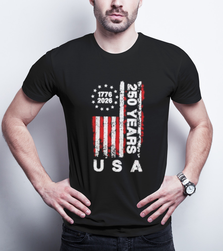 250 Years USA 1776 2026 Flag Stars Stripes Celebration T-Shirt