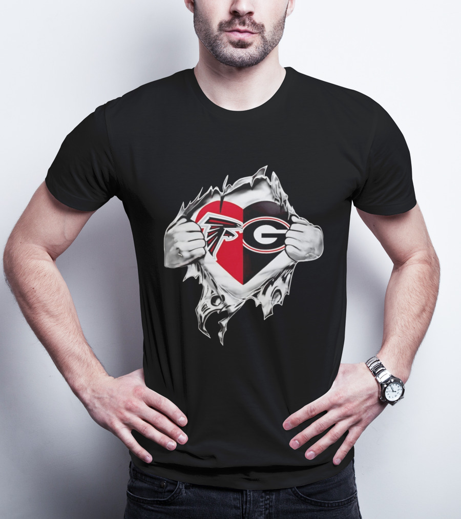 Atlanta Falcons Georgia Bulldogs Heart Fan Pride T-Shirt