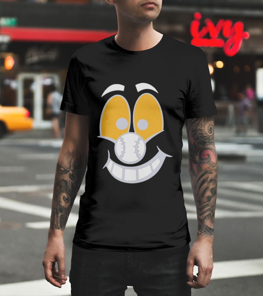Cartoon Baseball Smile Face With Playful Eyes T-Shirt