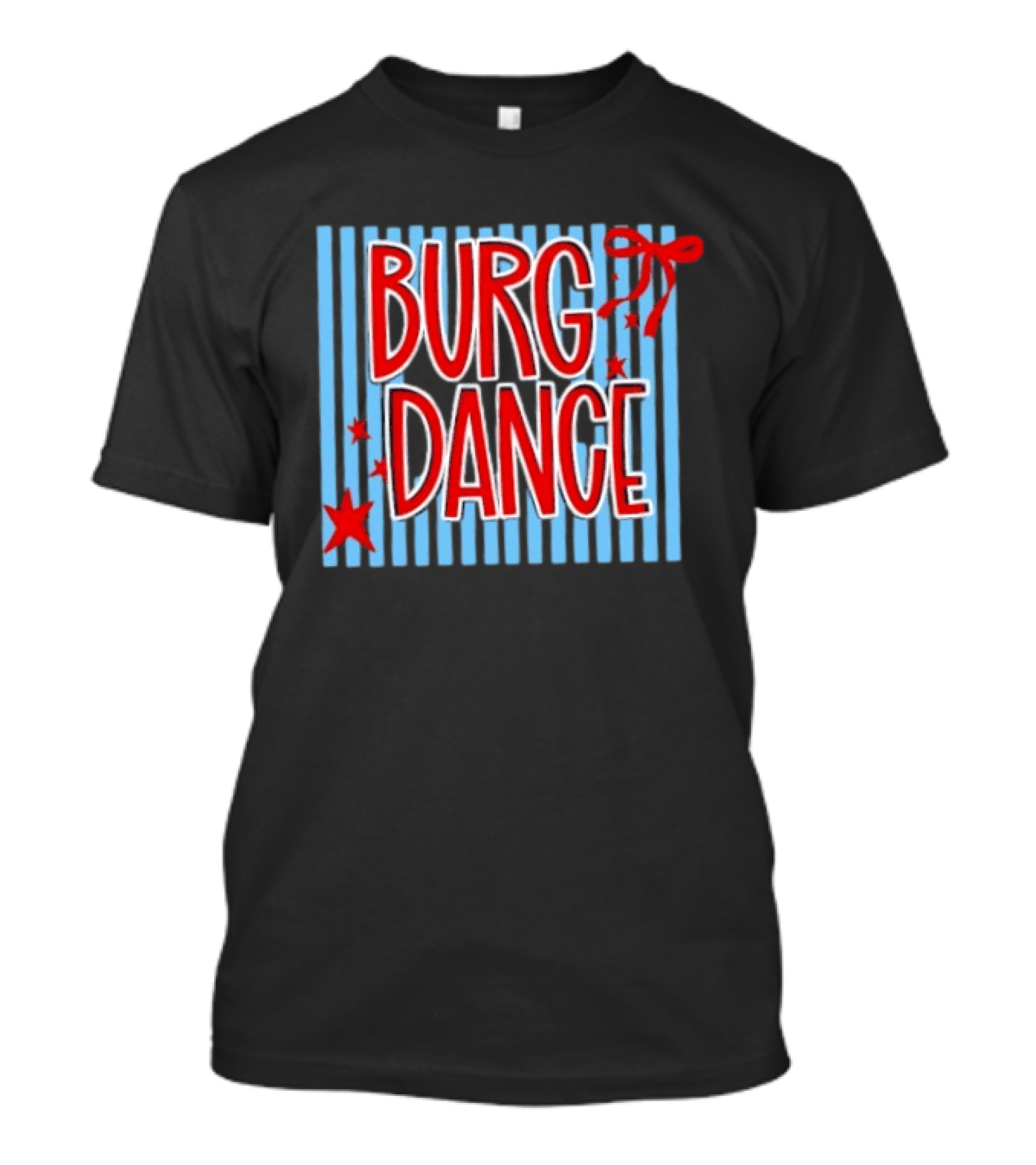 Burg Dance Stripe Red Stars And Bow T-Shirt