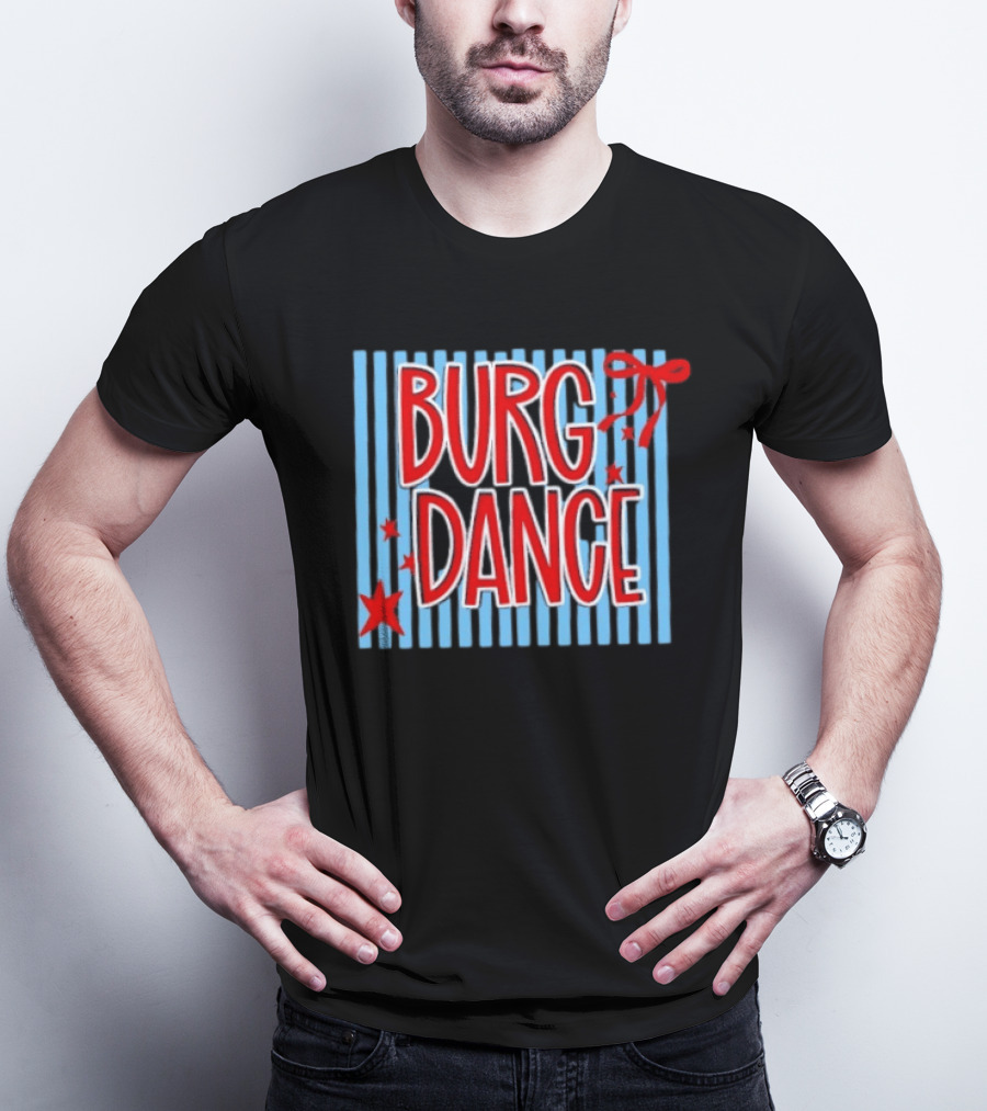 Burg Dance Stripe Red Stars And Bow T-Shirt