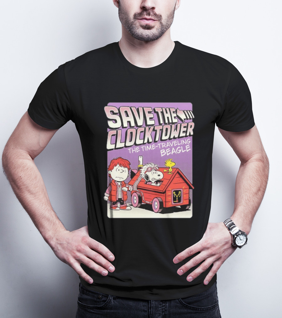 Save The Tower The Time Traveling Beagle Retro Adventure T-Shirt