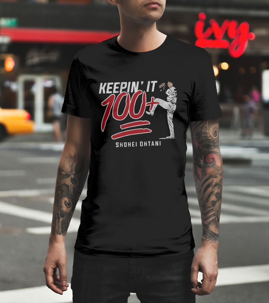 Shohei Ohtani Keepin It 100+ Baseball Pitching T-Shirt
