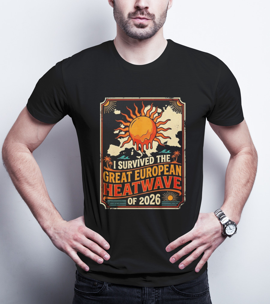I Survived The Great European Heatwave Of 2026 Vintage Map Sun T-Shirt