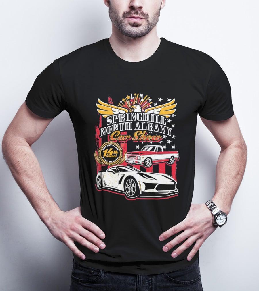 Springhill North Albany Car Show Vintage Truck And Sports Car Stars Wings T-Shirt
