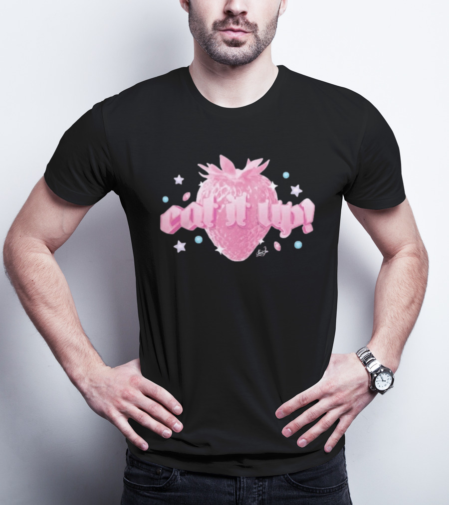 Naomi Jon Eat It Up Pink Strawberry Gothic Stars T-Shirt