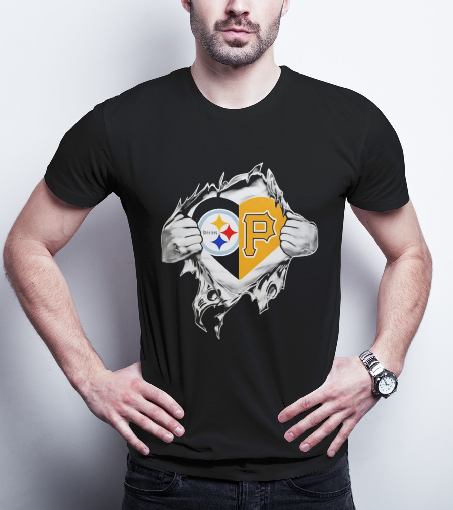 Steelers Pirates Heart Pittsburgh NFL MLB Fans T-Shirt