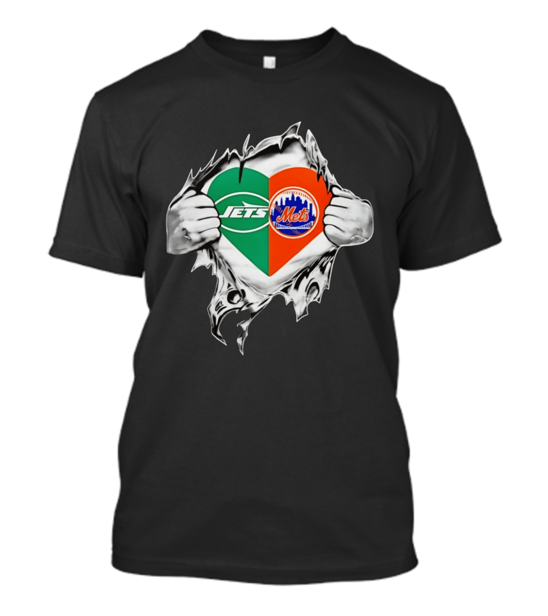 New York Jets Mets Heart Fan MLB Passion T-Shirt