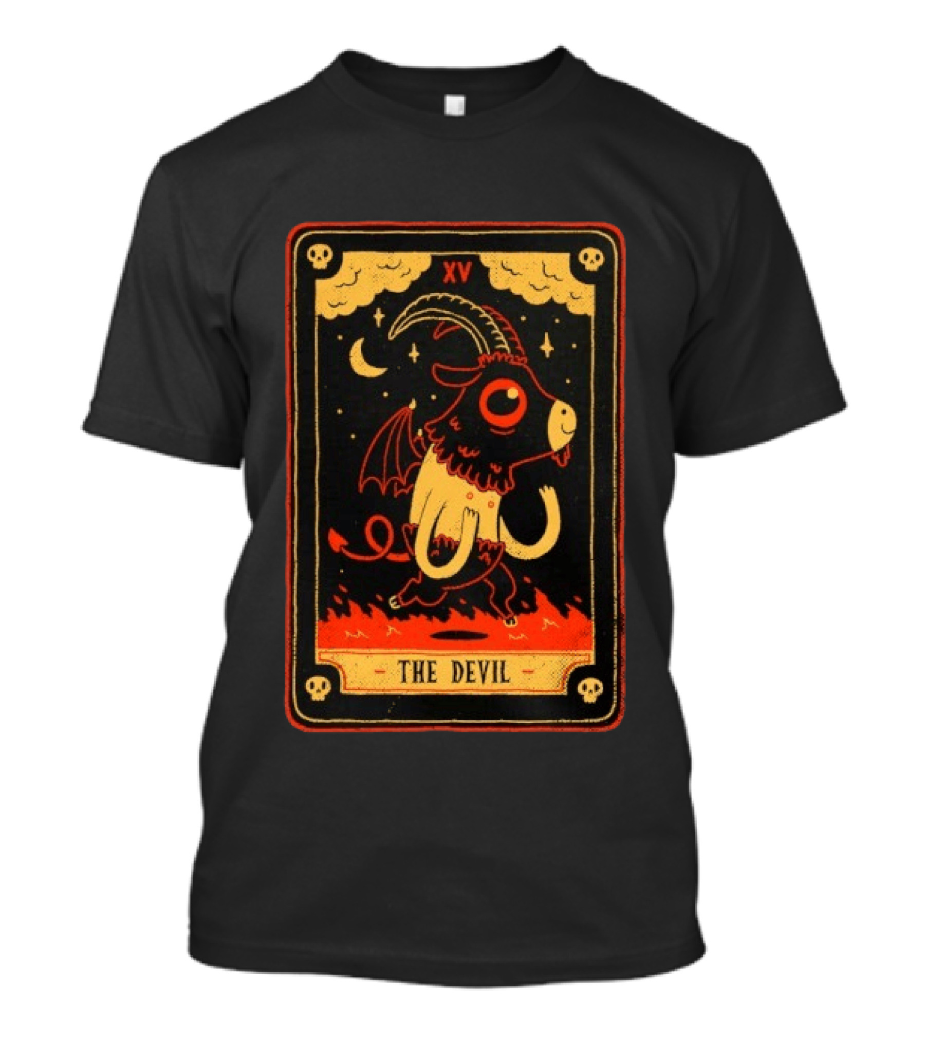 The Devil Tarot Card XV Occult Goat Satanic Gothic Baphomet T-Shirt