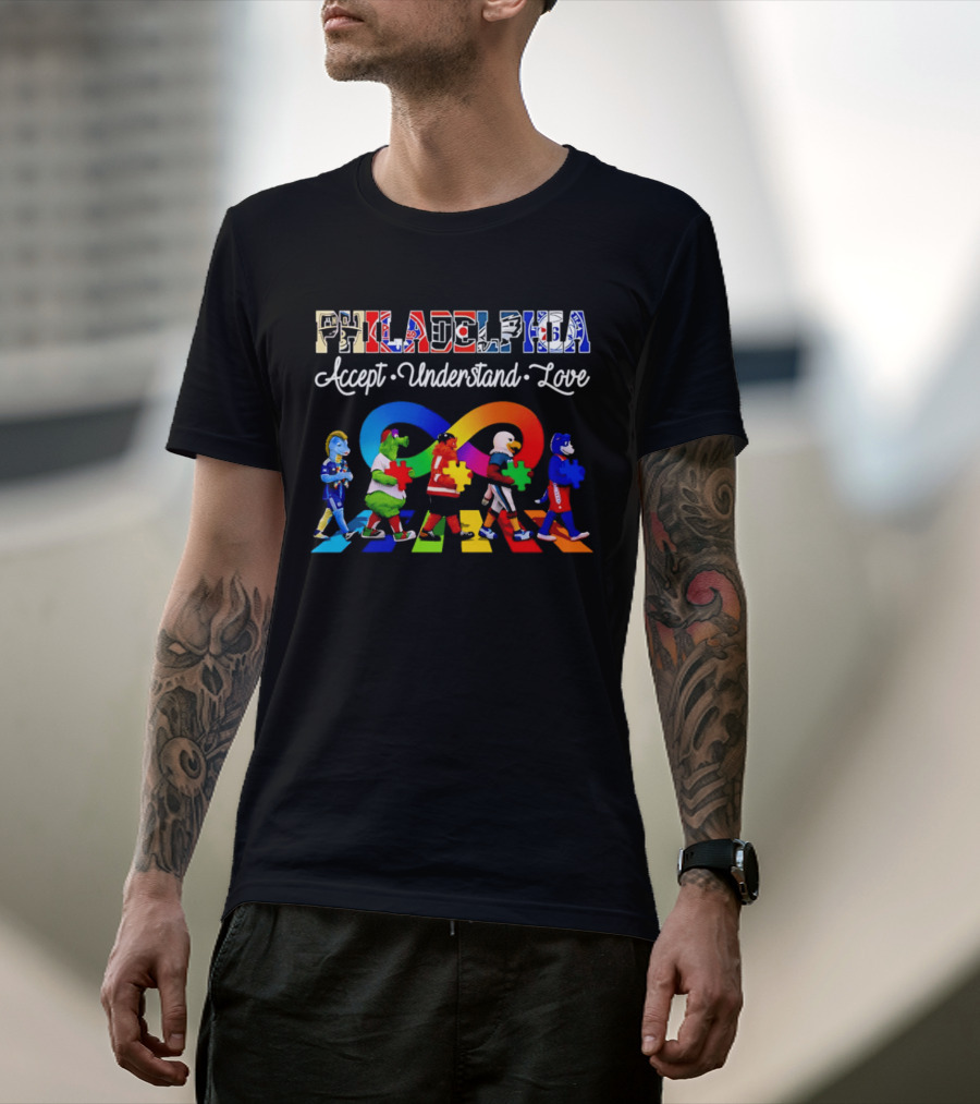 Philadelphia Mascots Autism Awareness Accept Understand Love T-Shirt