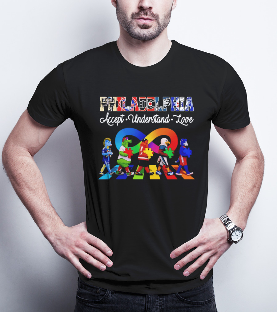 Philadelphia Mascots Autism Awareness Accept Understand Love T-Shirt