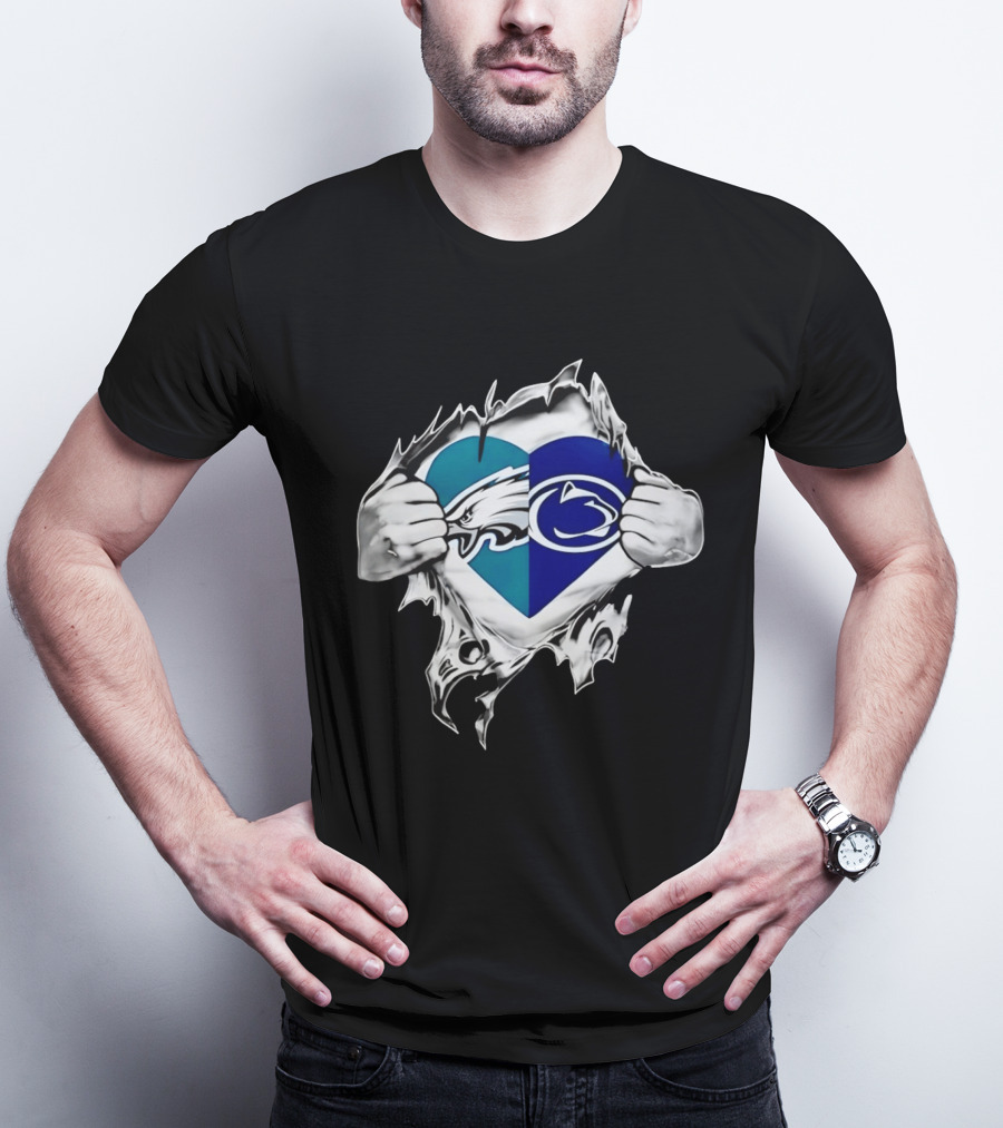 Philadelphia Eagles Penn State Nittany Lions Heart T-Shirt