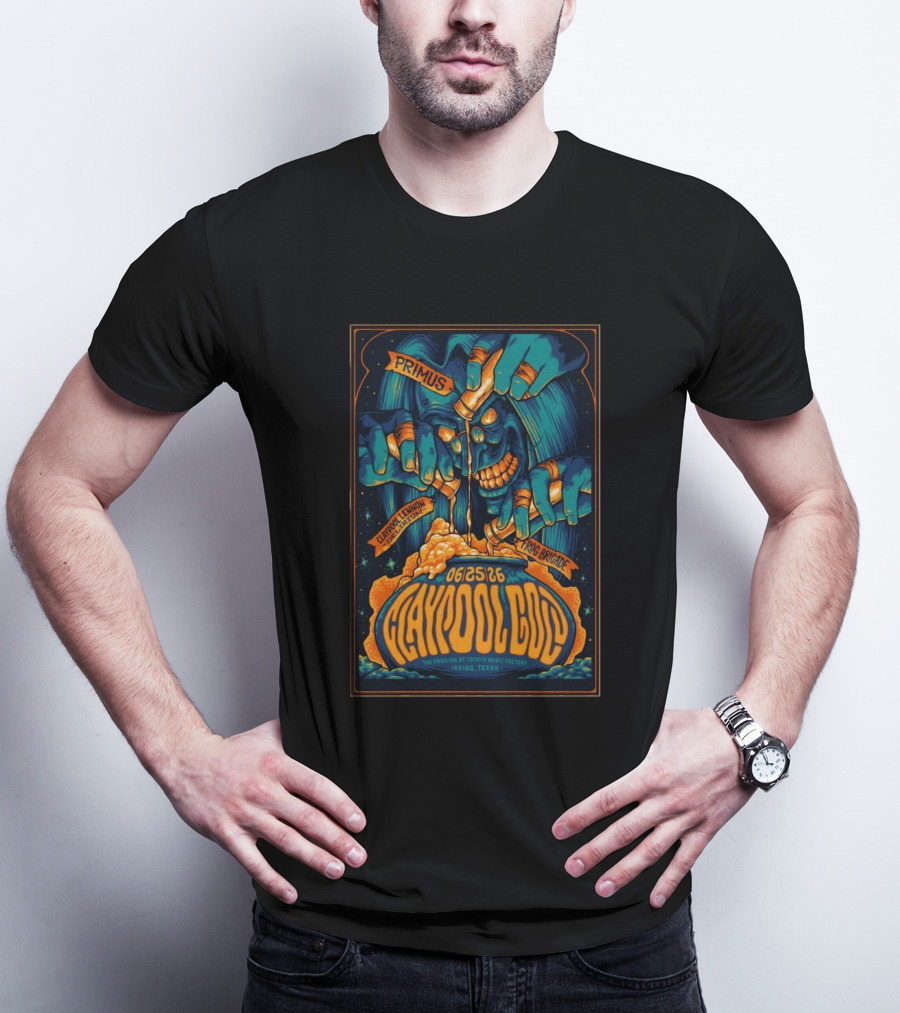 Primus Claypool Lennon Delirium Frog Brigade June 25 2026 Pavilion Toyota Music Factory Irving TX T-Shirt