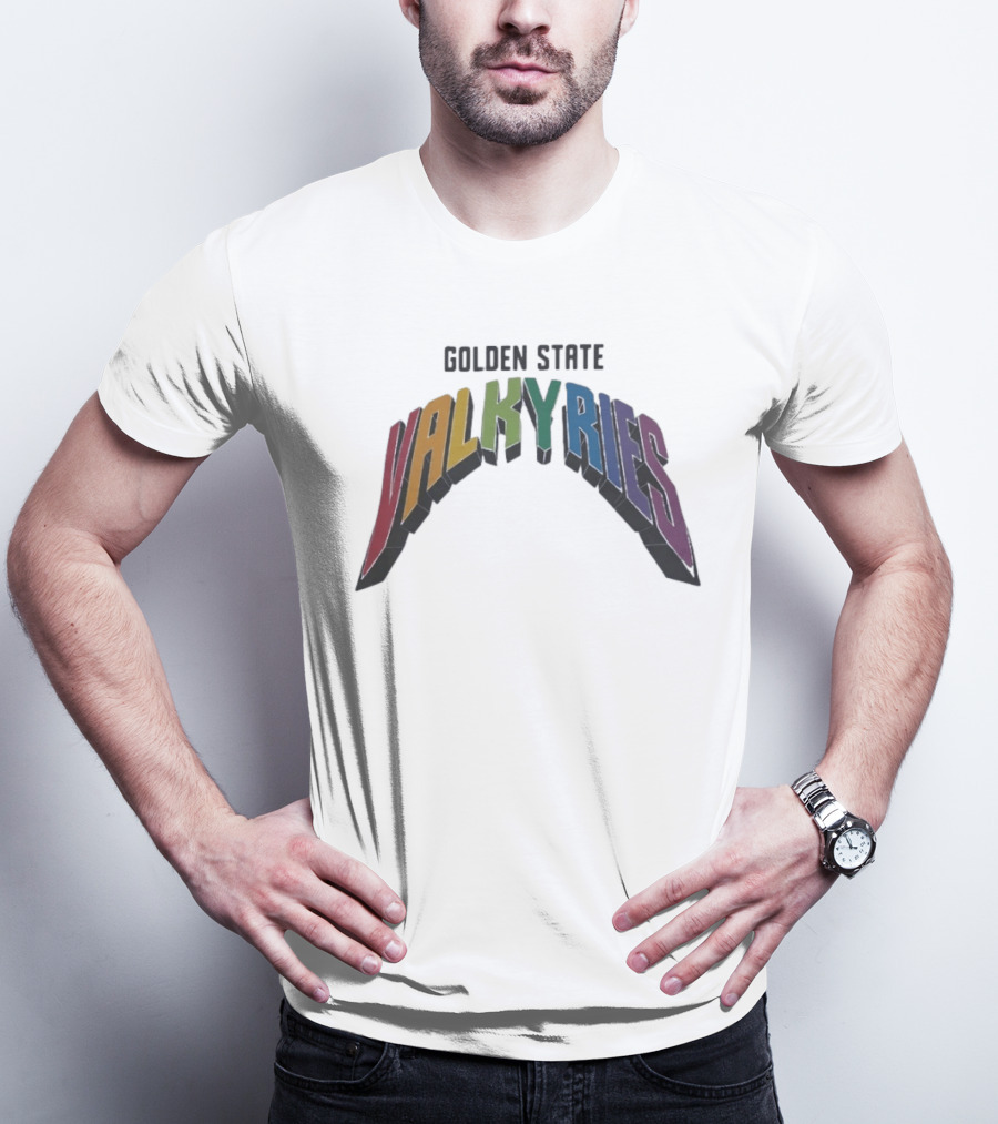 Golden State Valkyries Rainbow Multicolor Curved T-Shirt