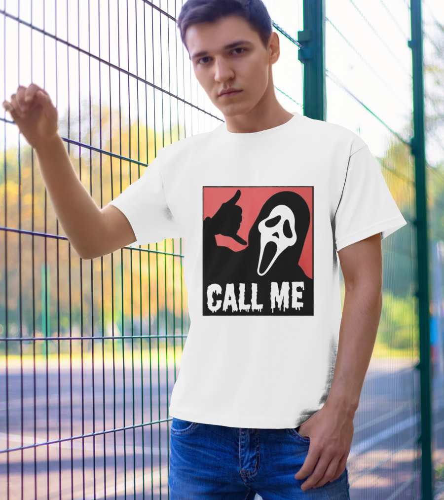 Ghostface Call Me Horror Halloween Scream T-Shirt