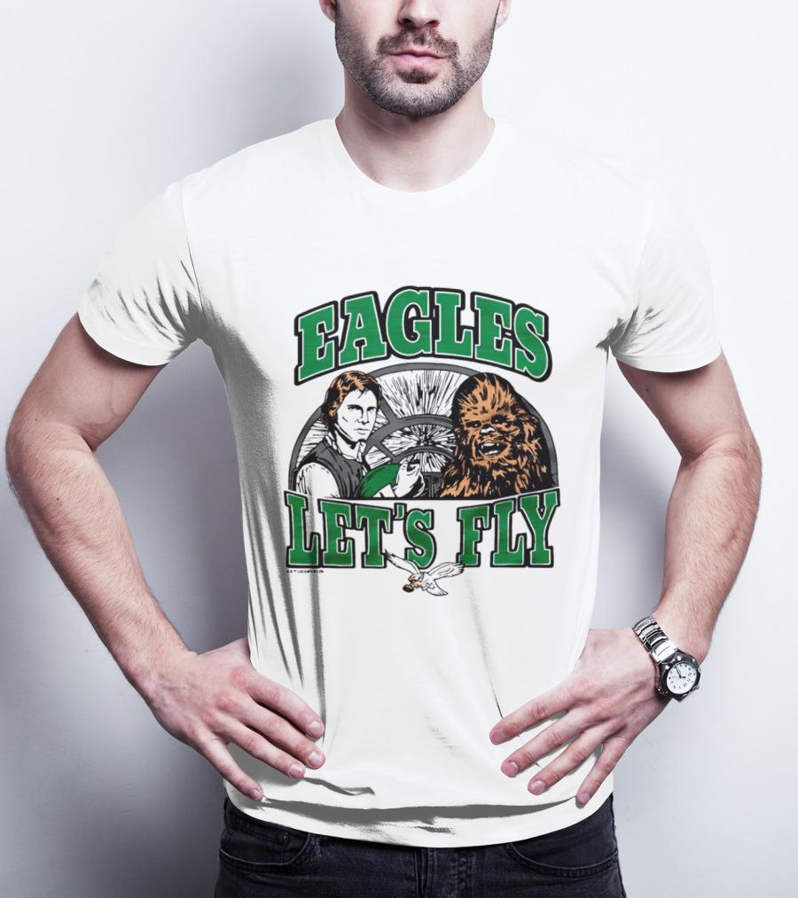 Eagles Let's Fly Star Wars Philadelphia Light Side Chewbacca Han Solo T-Shirt