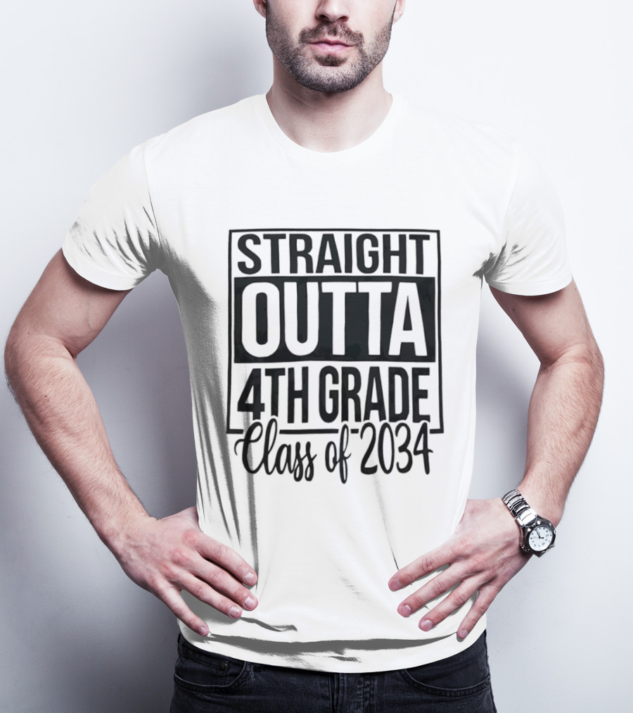 Straight Outta 4th Grade Class Of 2034 Graduation Celebration T-Shirt