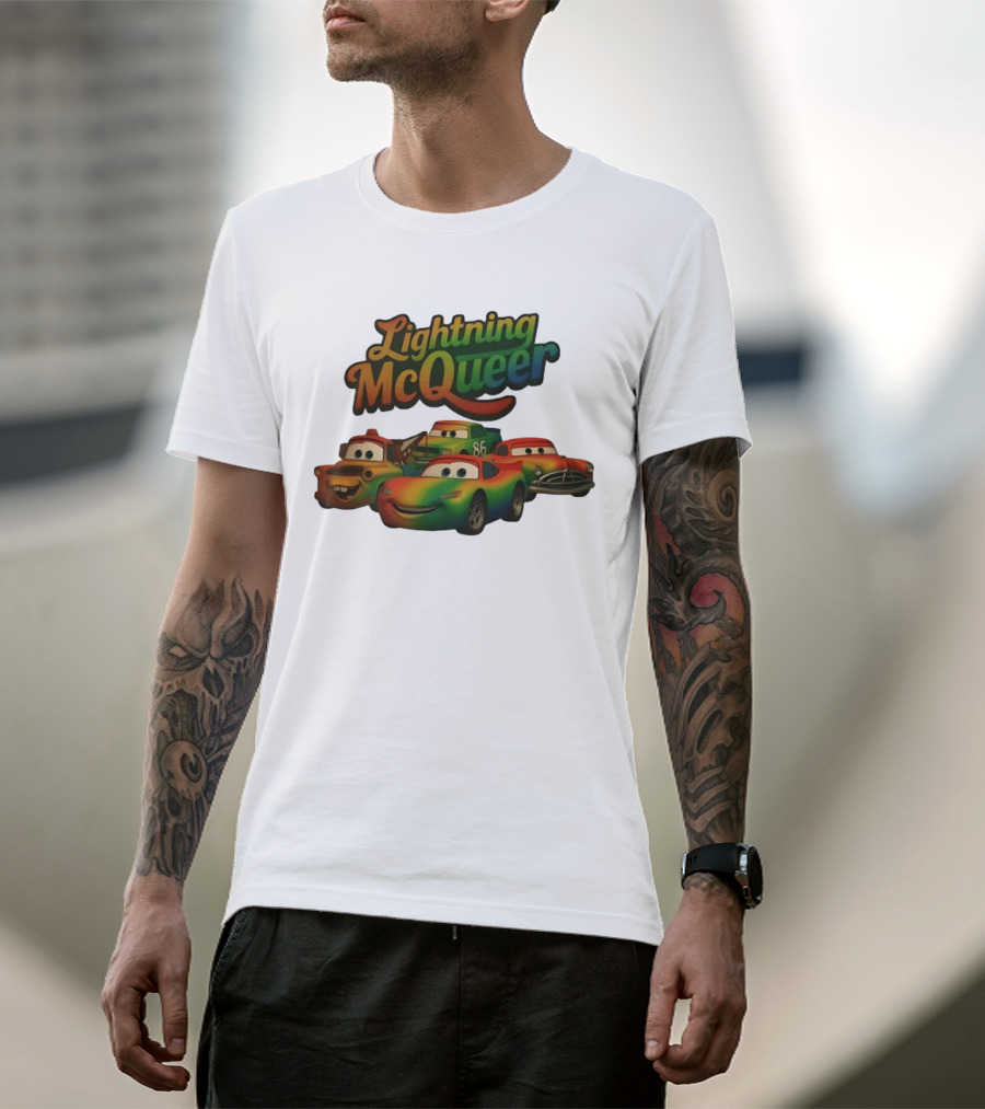 Lightning McQueer Pride Cars Movie Characters Rainbow T-Shirt