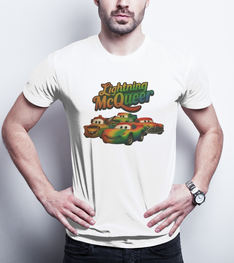 Lightning McQueer Pride Cars Movie Characters Rainbow T-Shirt