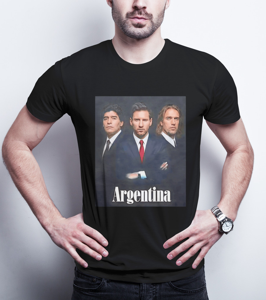 Argentina Legends Diego Maradona Lionel Messi Mario Kempes T-Shirt
