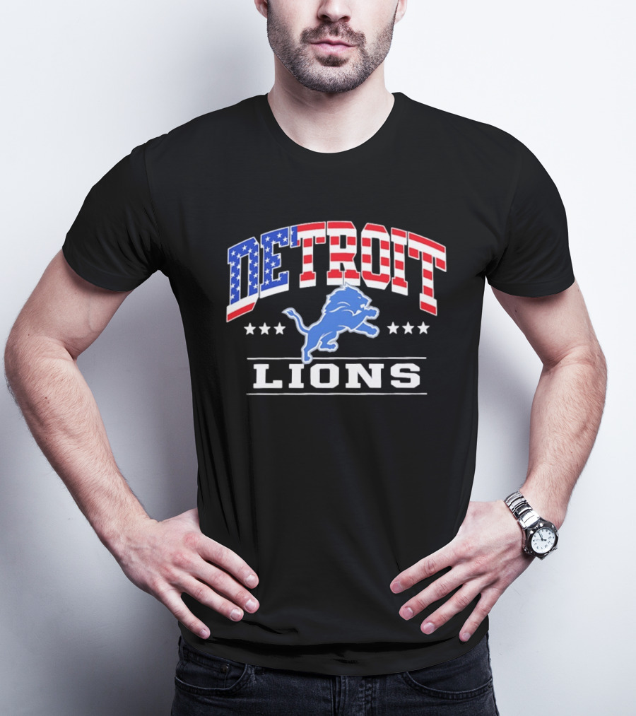 Detroit Lions 1776 2026 250 Years 4th Of July American Flag NFL Team Stars And Stripes T-Shirt