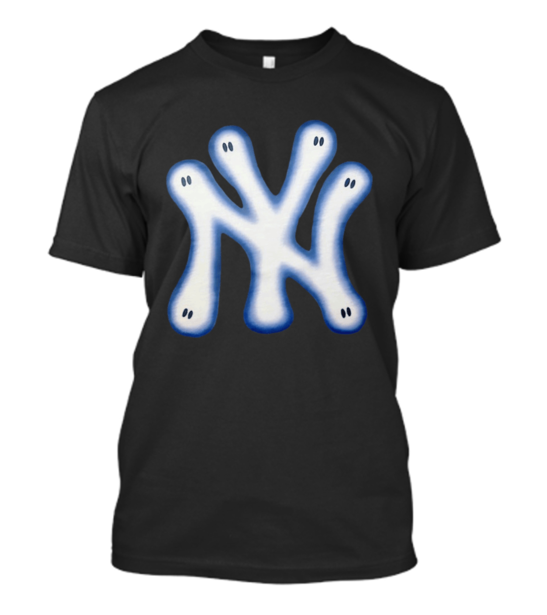 New York Yankees Ghostly Logo With Spooky Eyes T-Shirt