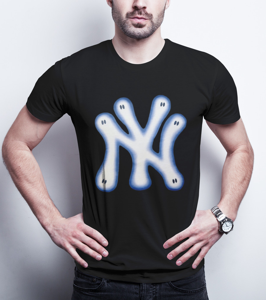 New York Yankees Ghostly Logo With Spooky Eyes T-Shirt