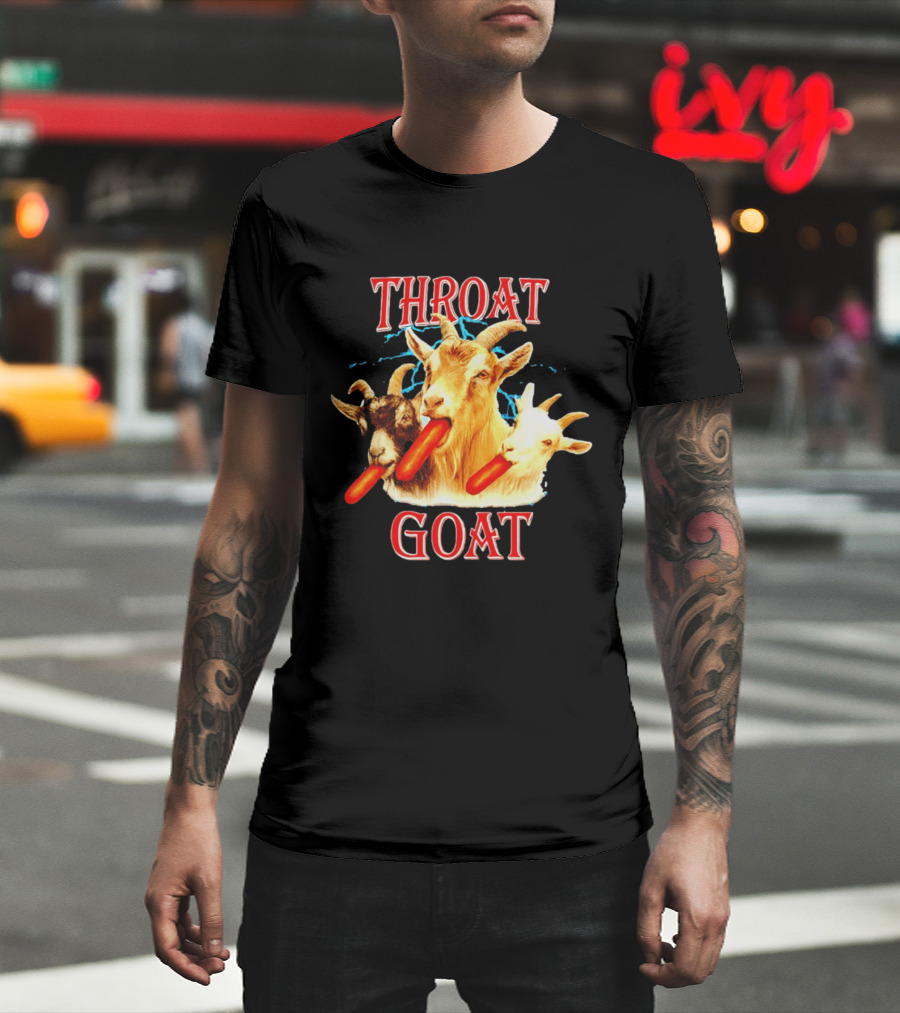 Throat Goat Hot Dog Eating Goats Meme Humor T-Shirt