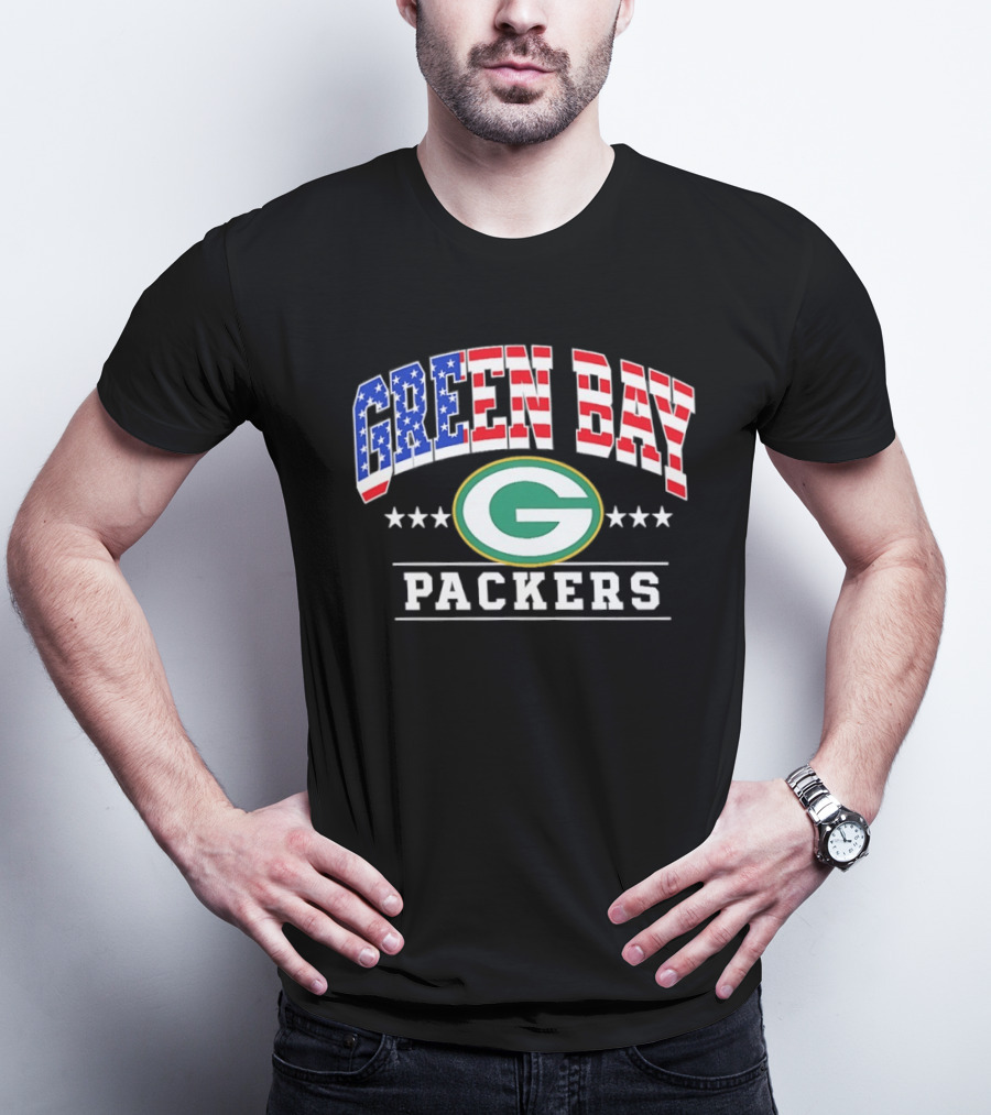 Green Bay Packers 1776 2026 250 Years 4th Of July American Flag T-Shirt