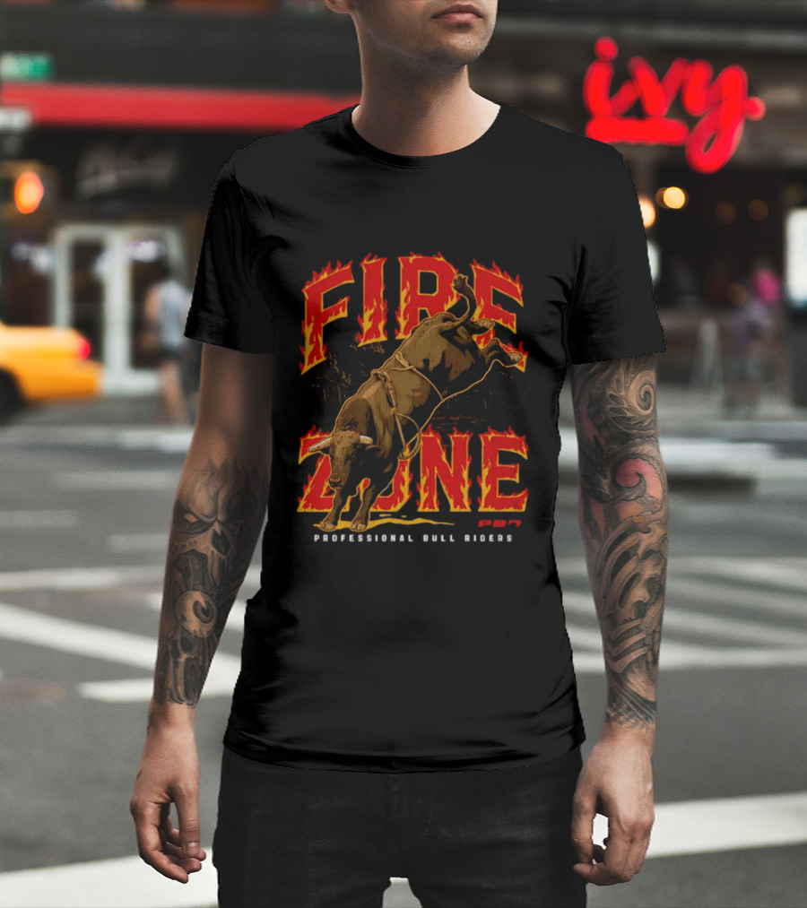 PBR Fire Zone Bucking Bull Professional Bull Riders Western T-Shirt