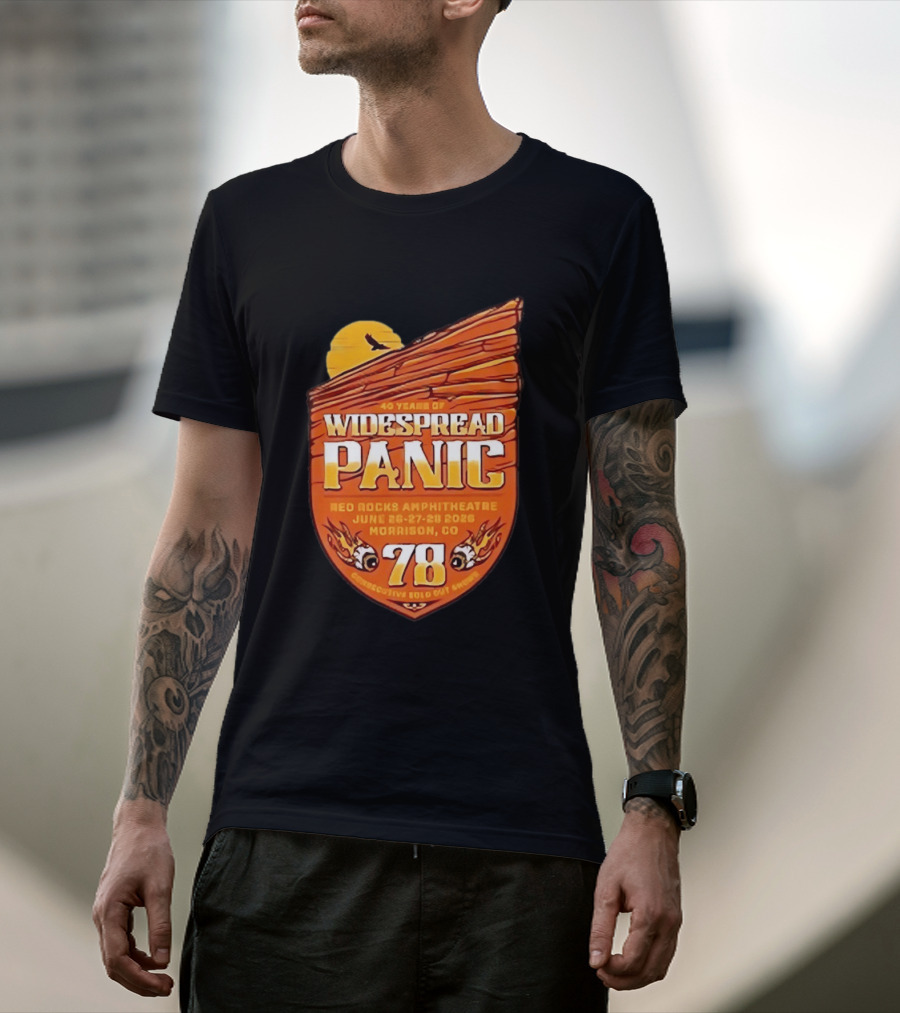 40 Years Of Widespread Panic Red Rocks Amphitheatre June 26 28 2026 Morrison Colorado 78 Consecutive Sold Out Shows T-Shirt