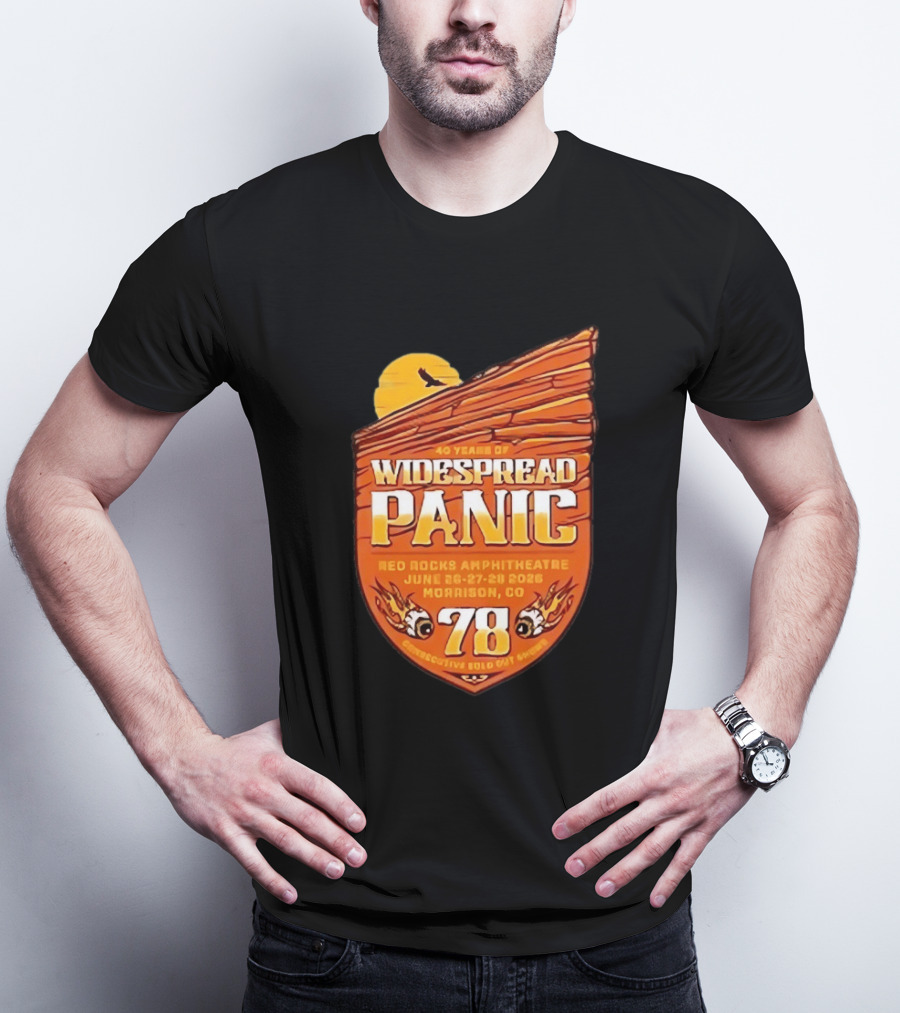 40 Years Of Widespread Panic Red Rocks Amphitheatre June 26 28 2026 Morrison Colorado 78 Consecutive Sold Out Shows T-Shirt