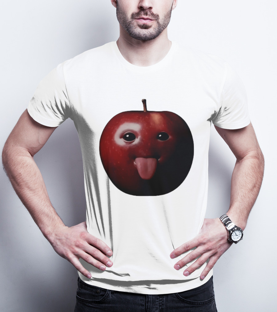Apple Sticking Out Tongue Funny Fruit Face T-Shirt