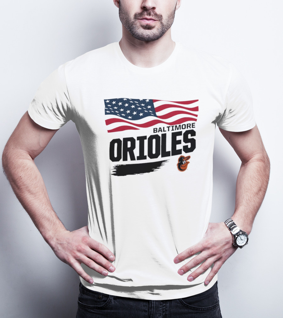 Baltimore Orioles American Flag MLB Team T-Shirt